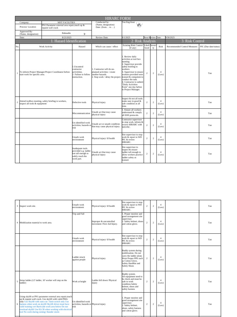 PN1 Parameter External Area Repair Touch Up & Repaint Wall Crack | PDF | Safety | Personal ...