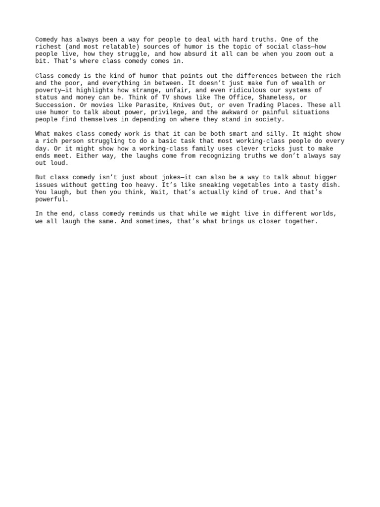 Class Comedy Laughing at the Ladder | PDF
