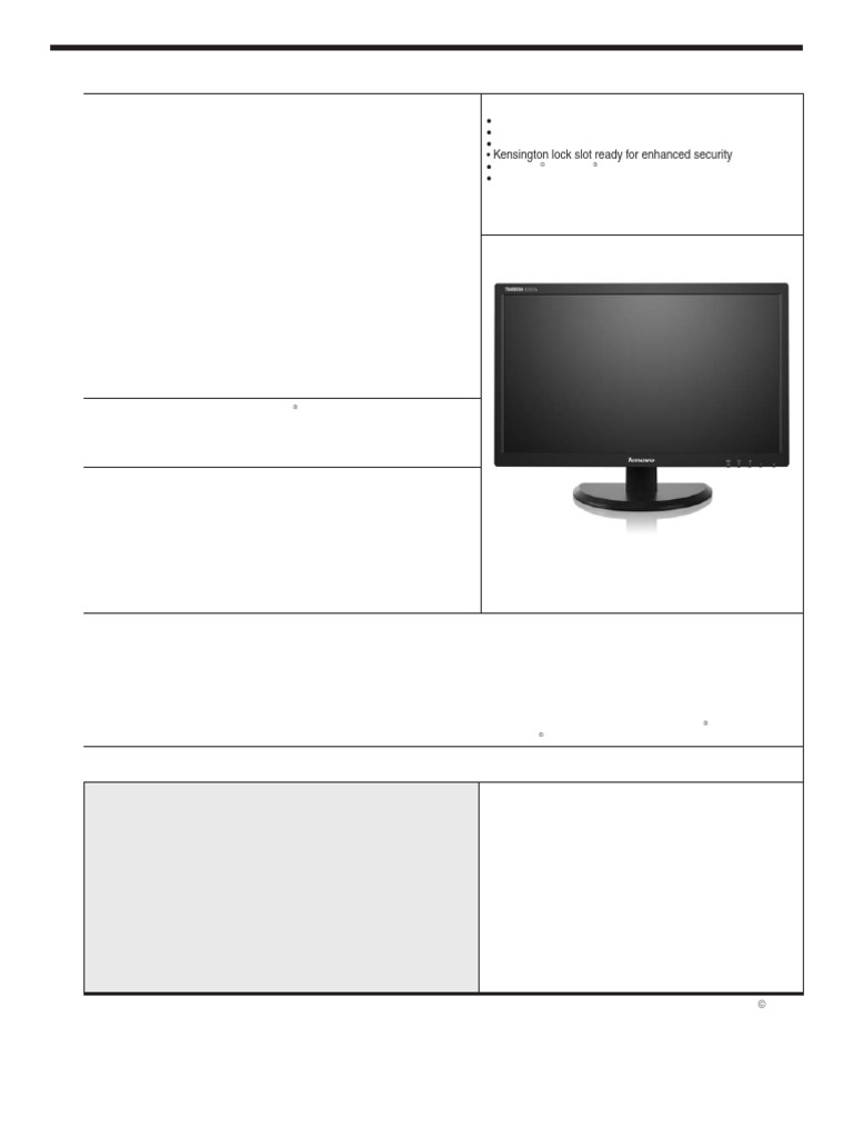 ThinkVision E2223s Spec | PDF | Computer Monitor | Electronics