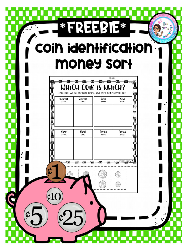 Coin Identification Money Sort: Freebie | PDF