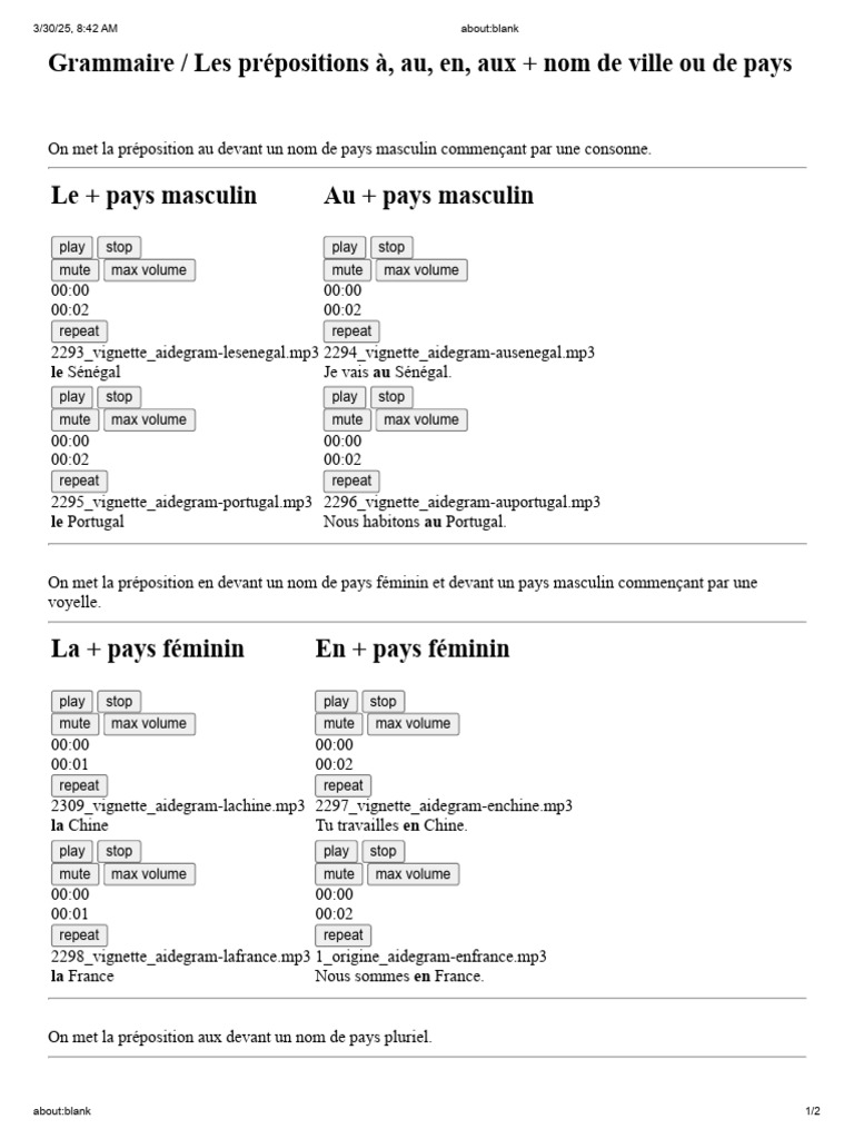 Prépositions devant villes et pays | PDF | Linguistique | Langues