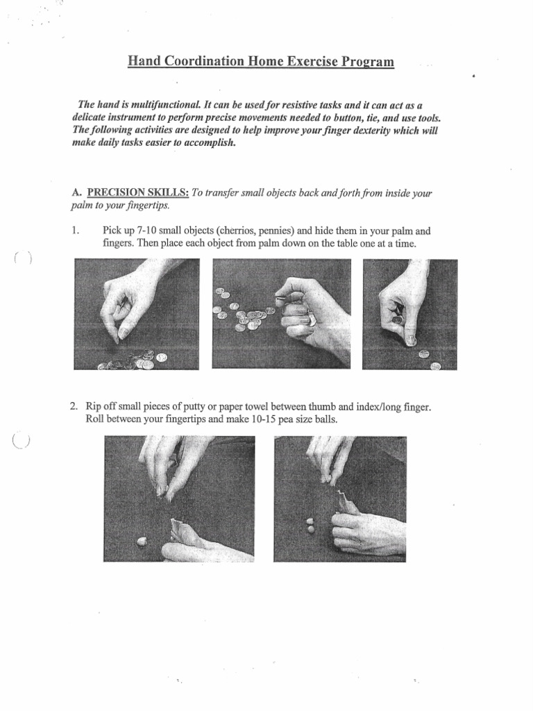Hand Coordination Home Exercise Program | PDF