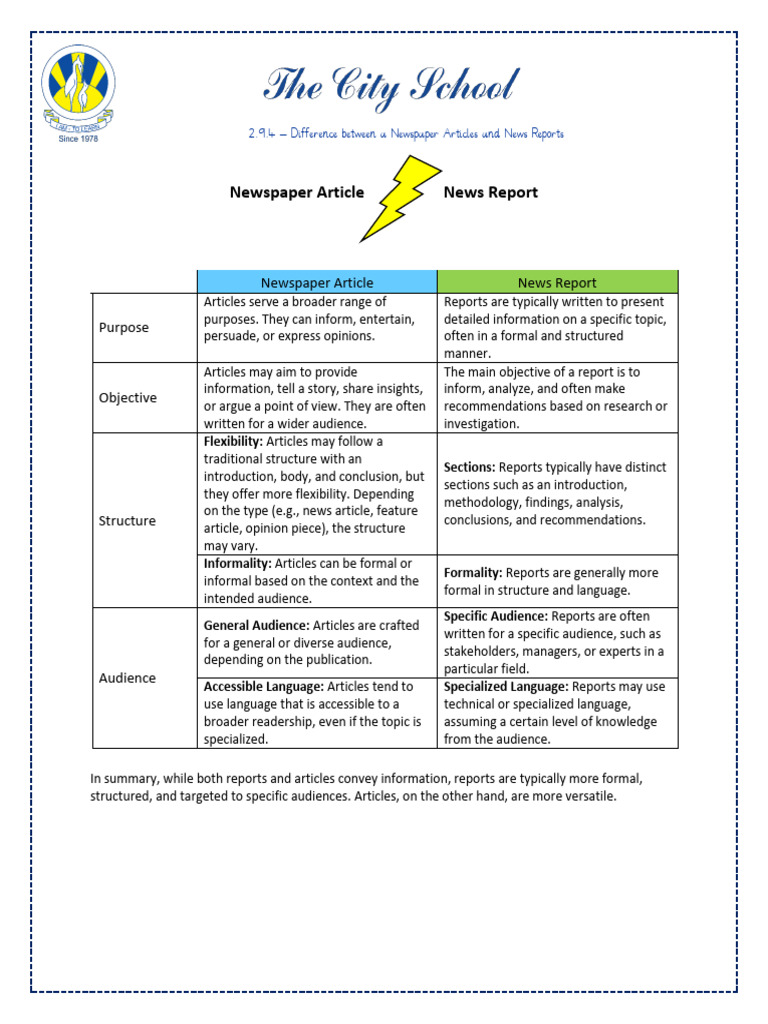 Article vs Report: Key Differences | PDF | Newspapers | Information