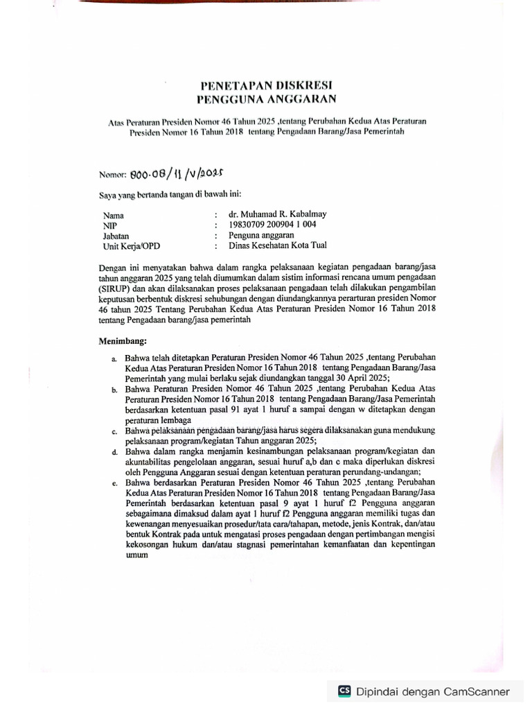 Diskresi PP 46 Tahun 2025 Dinkes | PDF