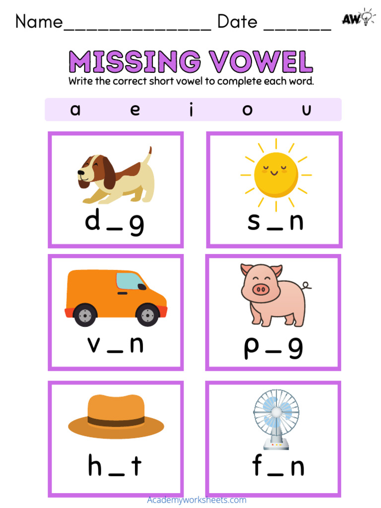 CVC Missing Vowel Worksheet | PDF