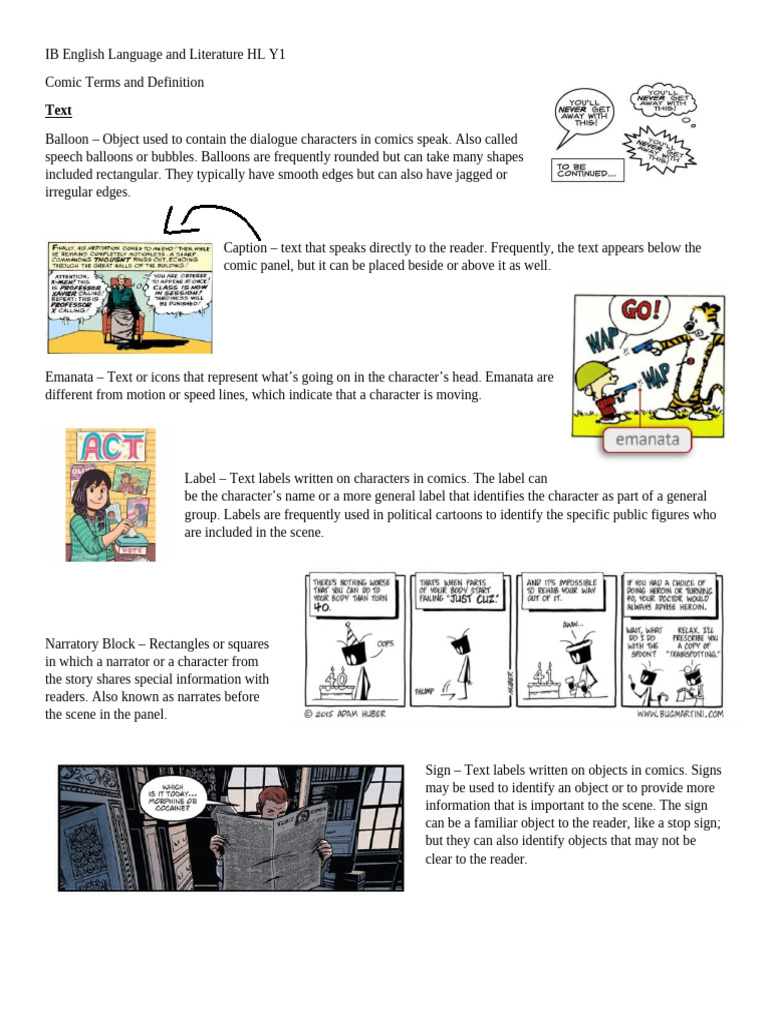 Graphic Novel Vocabulary | PDF | Comics