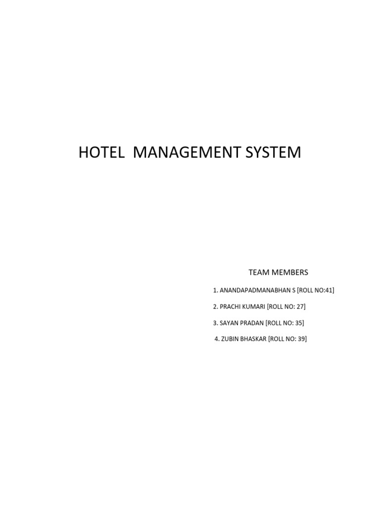 Hotel Management System | PDF | Operating System | Databases