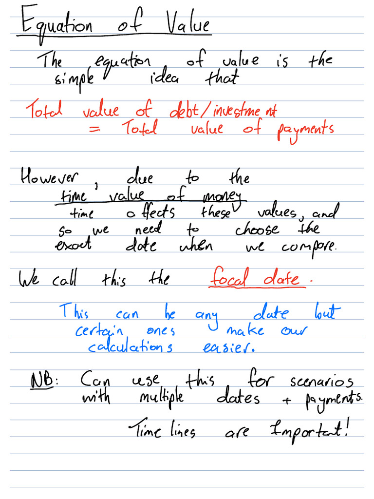 MAM1010F Week 1 - Equation of Value | PDF