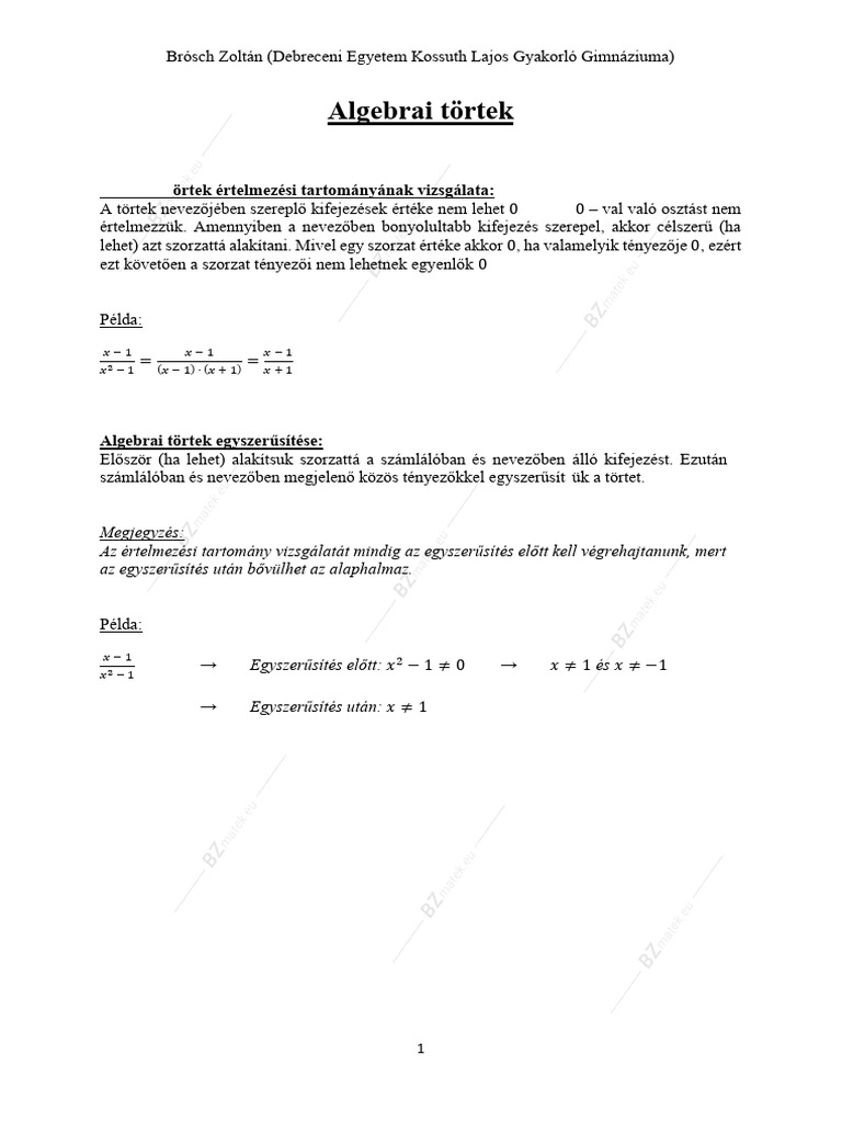 Algebra IV. Algebrai Tortek E | PDF