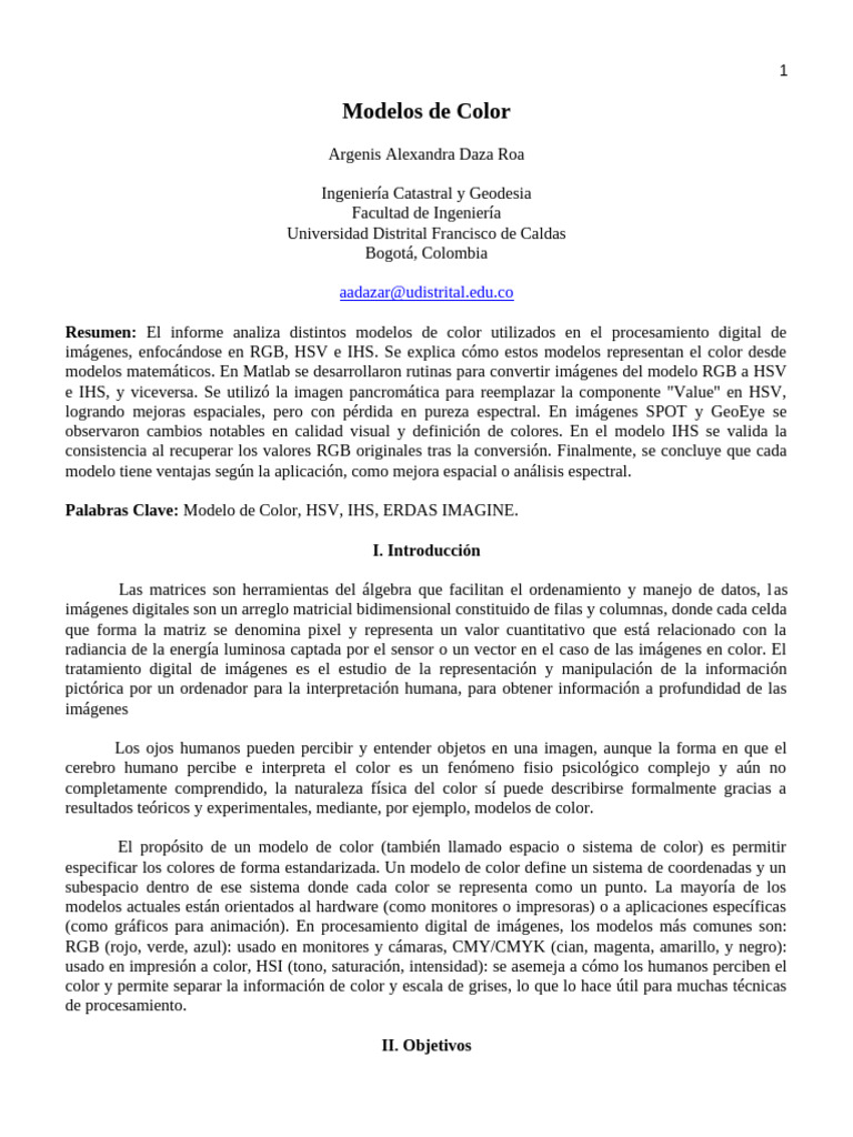 Aplicación Modelo de Clor IHS y HSV en Matlab | PDF | Color | Modelo de ...