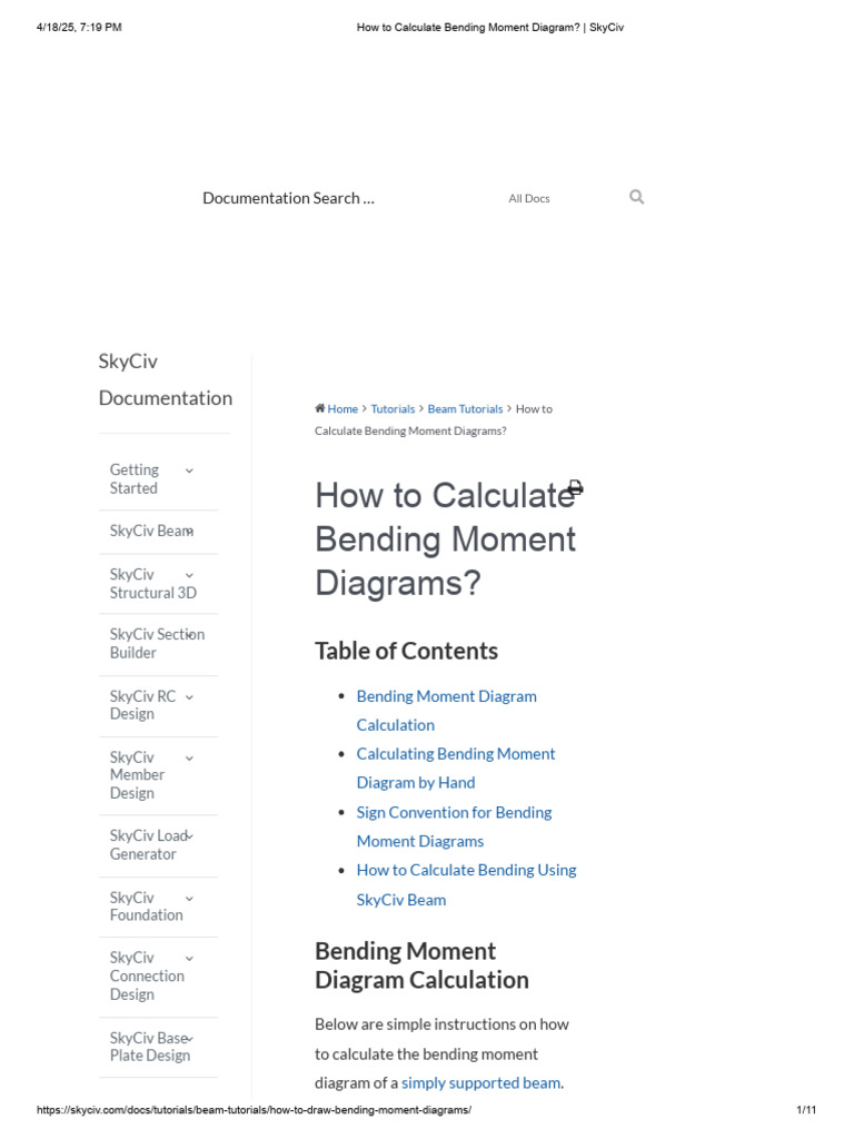 How To Calculate Bending Moment Diagram - SkyCiv | PDF | Bending | Beam ...