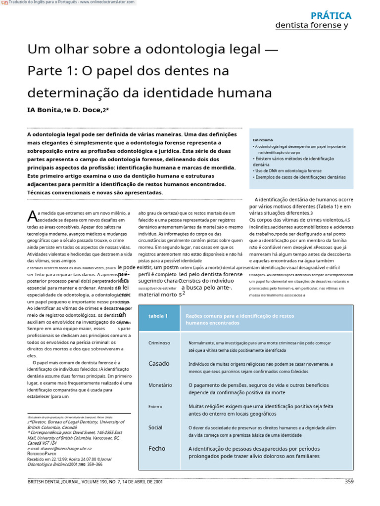 A Look at Forensic Dentistry Part 1 The Role of Teeth in The ...