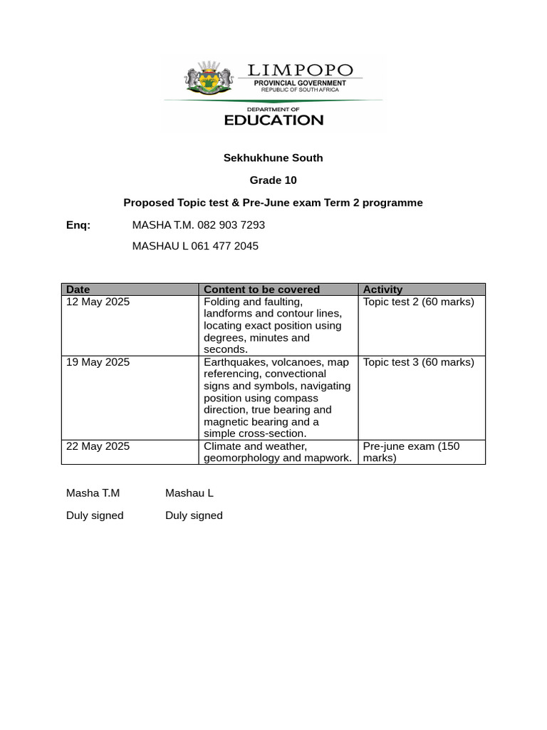 Geography Grade 10 Topic Test and Pre | PDF
