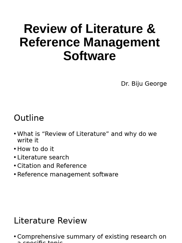 Review of Literature & Reference Management Software | PDF | Pub Med | Citation