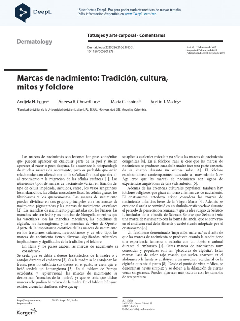 Marcas de Nacimiento: Cultura y Mitos | PDF | Piel