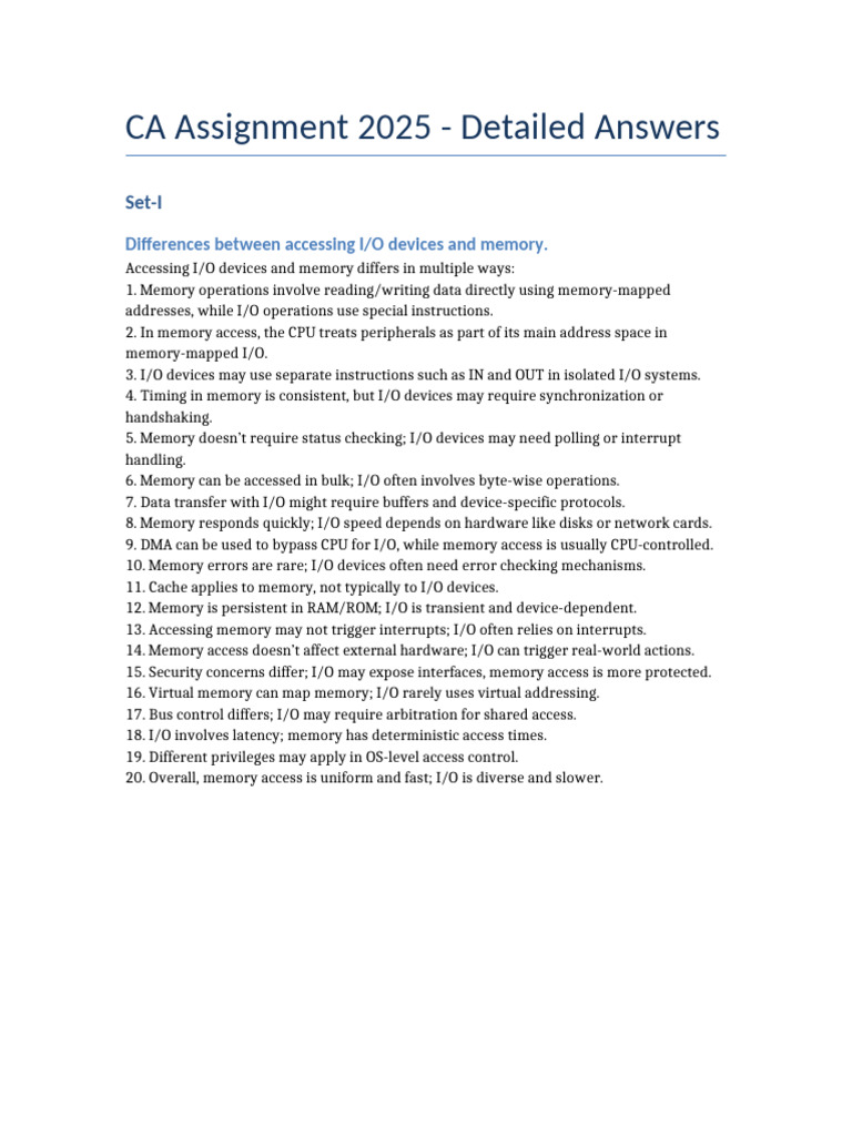 CA Assignment 2025 SampleAnswer | PDF