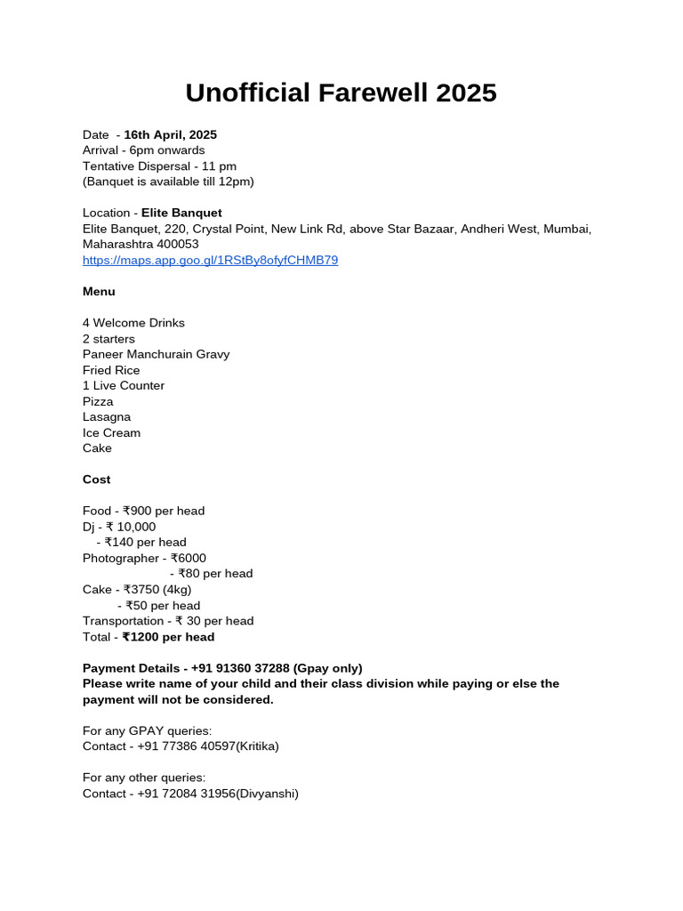 Unofficial Farewell '25 | PDF