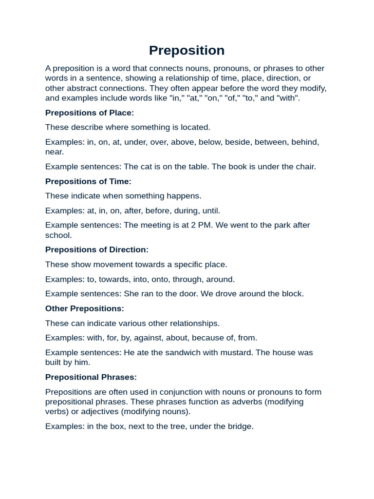 Preposition | PDF