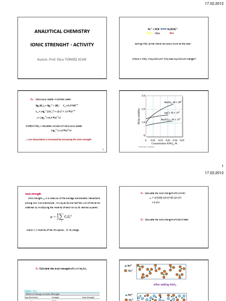4 - Ionic Strenght - Activity | PDF | Ion | Solution