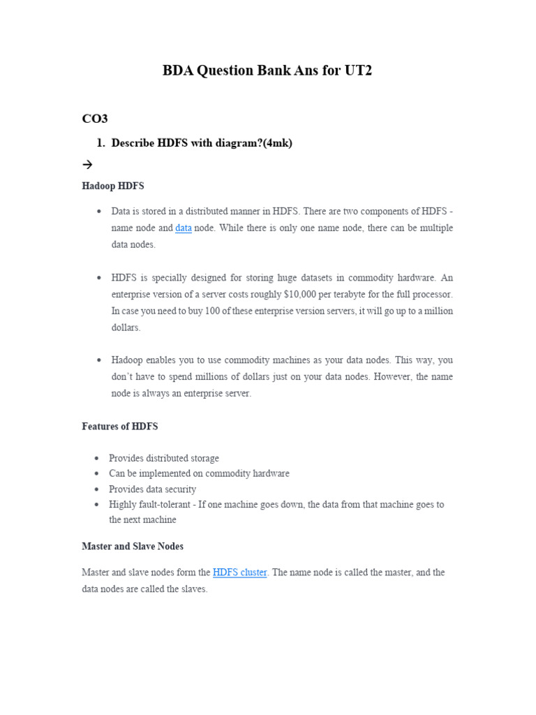 Bda Ut2 QB Ans-1 | PDF | Apache Spark | Apache Hadoop
