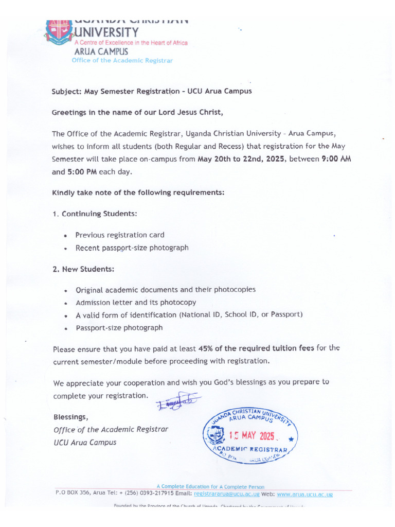 Memo - Students Registration | PDF