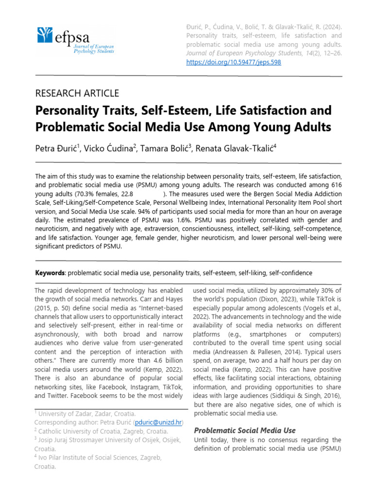 Personality Traits, Self-Esteem | PDF | Extraversion And Introversion | Self Esteem