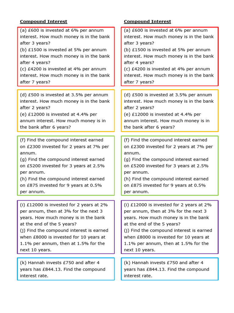 Compound Interest Practice Strips | PDF | Political Economy | Balance Sheet