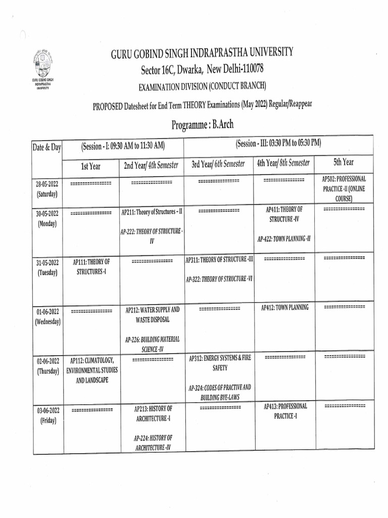 Proposed Date Sheet All Prog. May-June 2022 | PDF