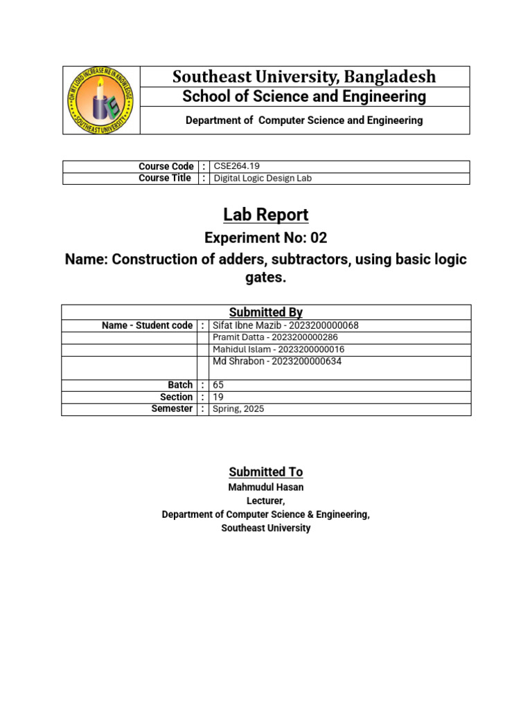EEE Lab Report Cover 1 | PDF