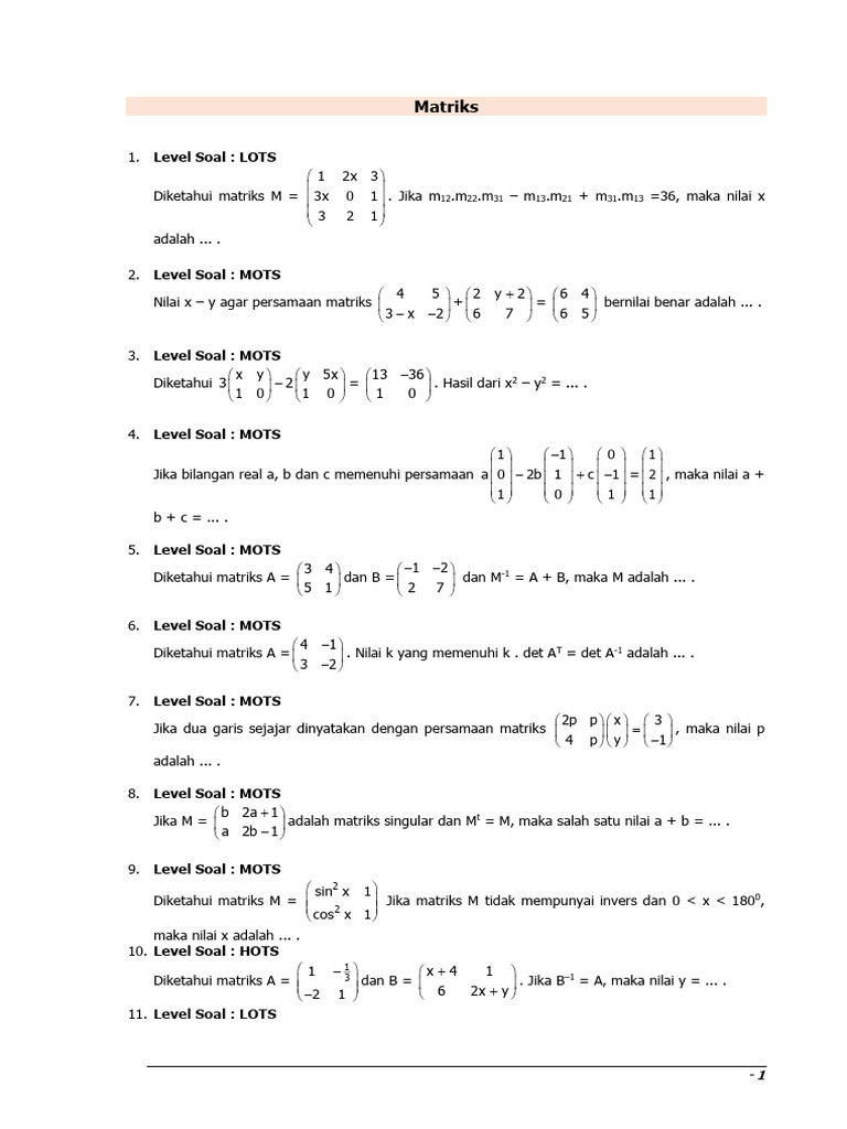 matriks latihan | PDF