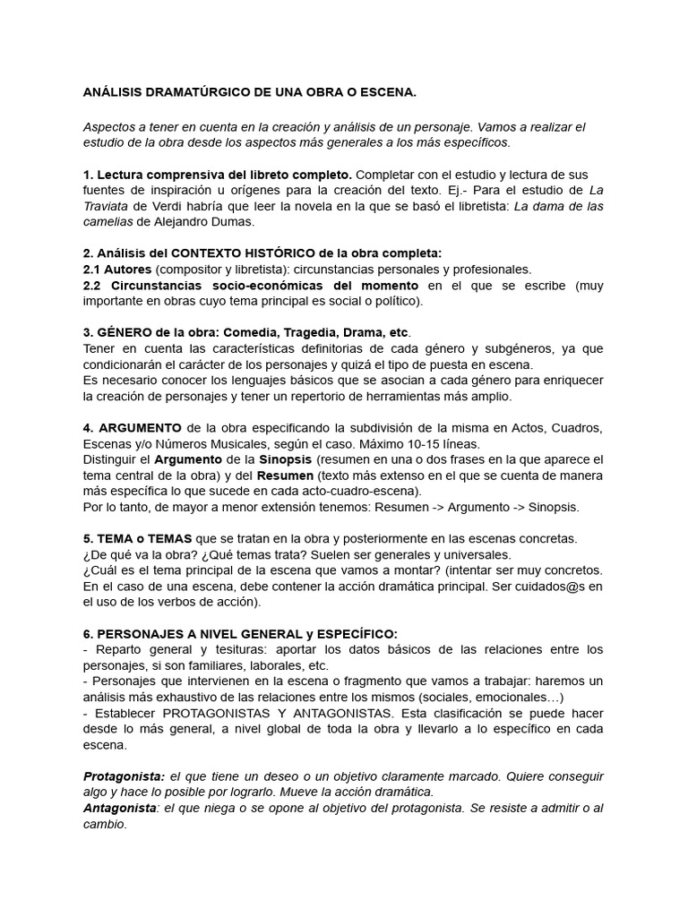 Análisis de Personajes en Dramaturgia | PDF