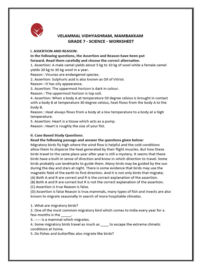 GRADE 7 SCIENCE WORKSHEET (1) For Dumbwits | PDF | Birds | Bird Migration