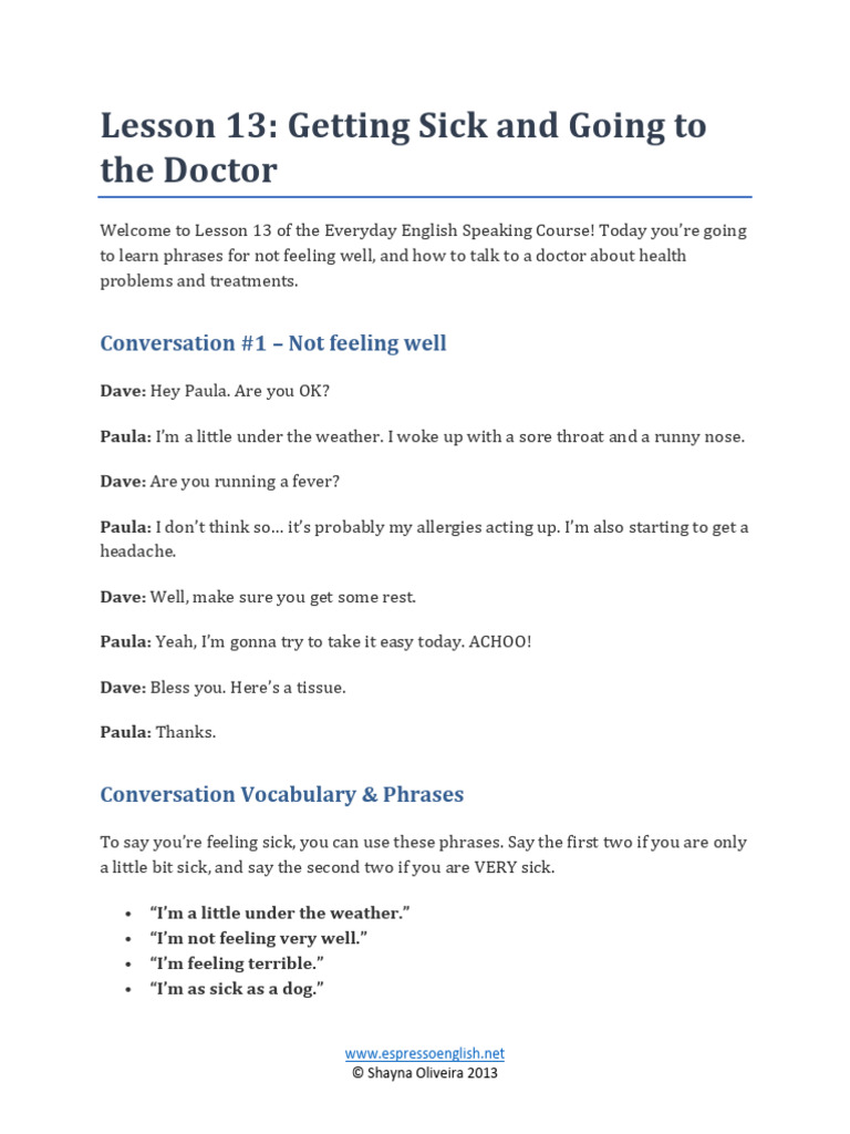 Doctor Visit Vocabulary and Phrases | PDF | Medical Specialties ...