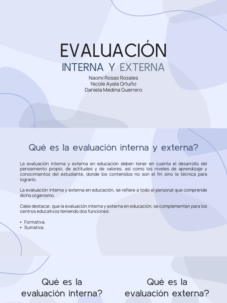 Evaluación Interna y Externa | PDF | Evaluación | Plan de estudios