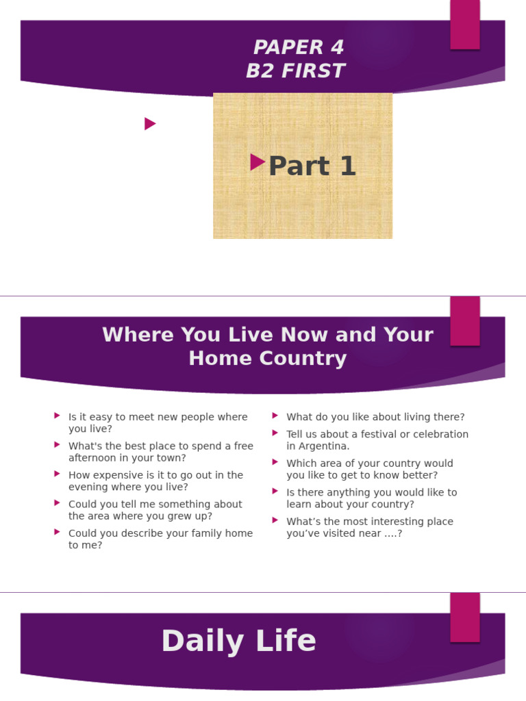 Speaking Test Part 1 Some Topics | PDF