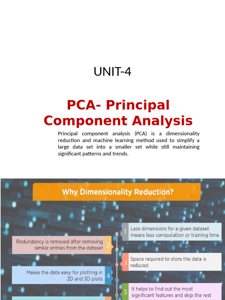 UNIT-4: PCA-Principal Component Analysis | PDF