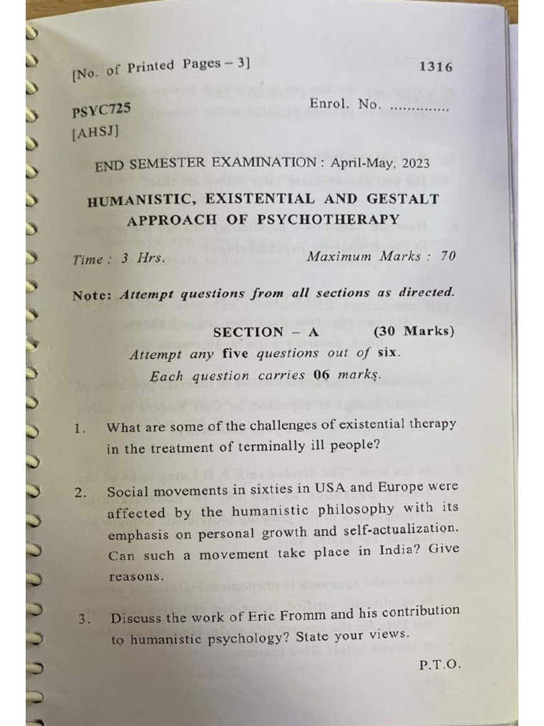 Humanistic, Existential and Gestalt Approach Of Psychotherapy | PDF