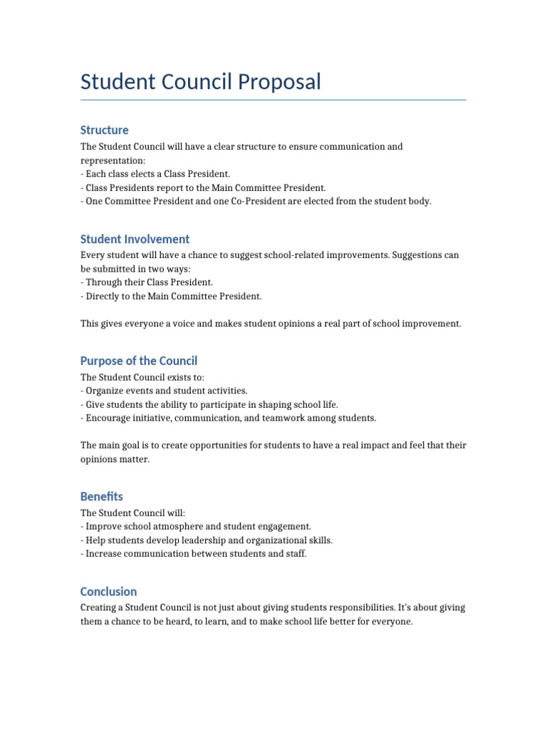 Student Council Proposal | PDF