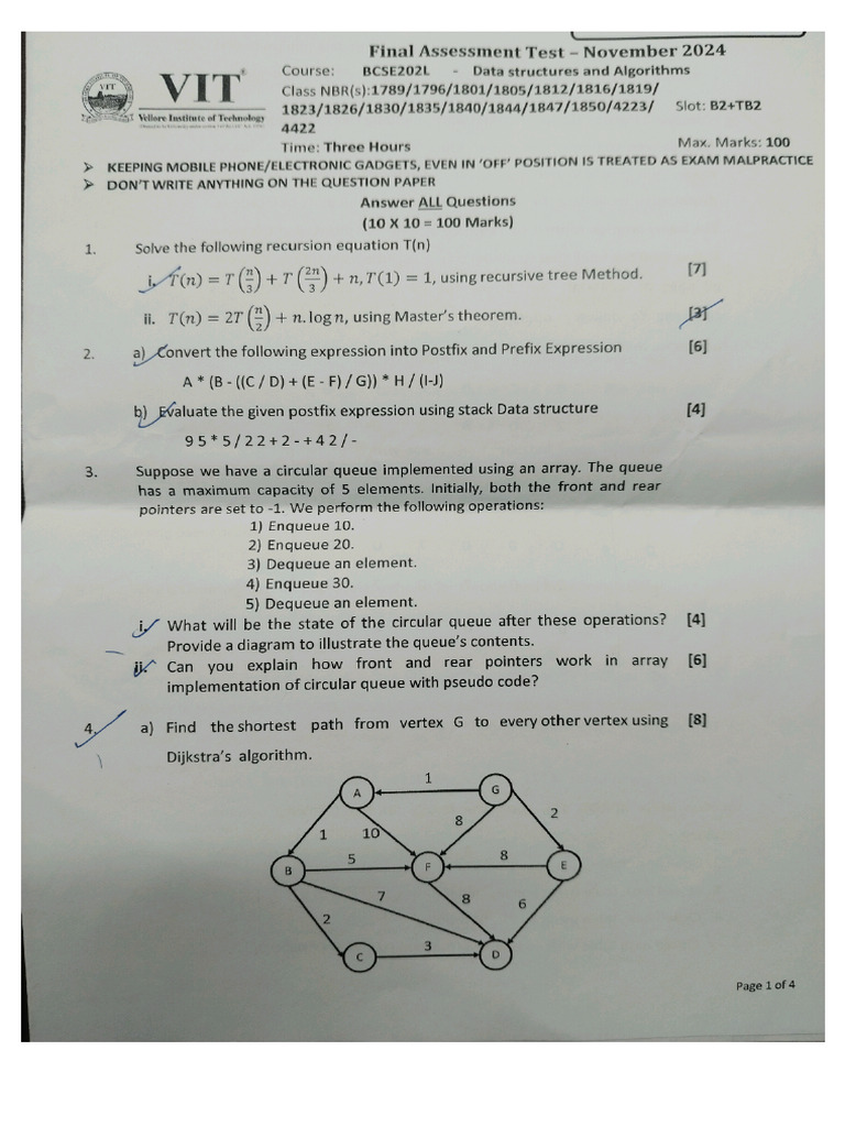 Bcse202l Fat B2 2024 | PDF