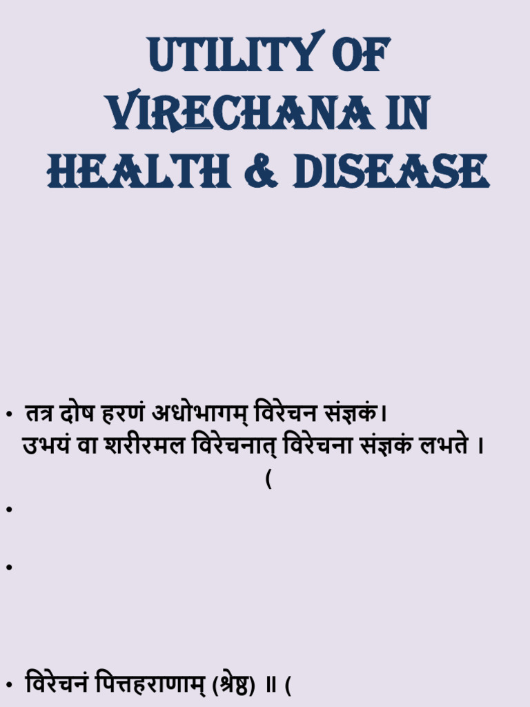Virechana: Benefits and Applications in Ayurveda | PDF | Ayurveda ...