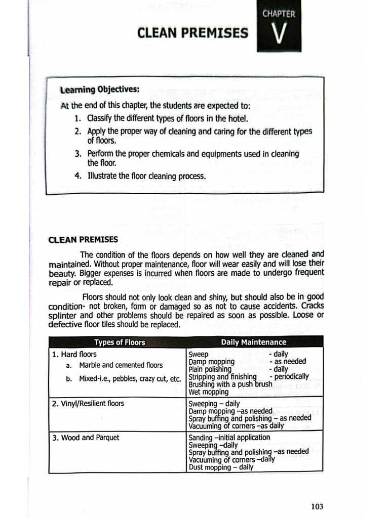 CHAPTER 5 Cleaning Premises | PDF