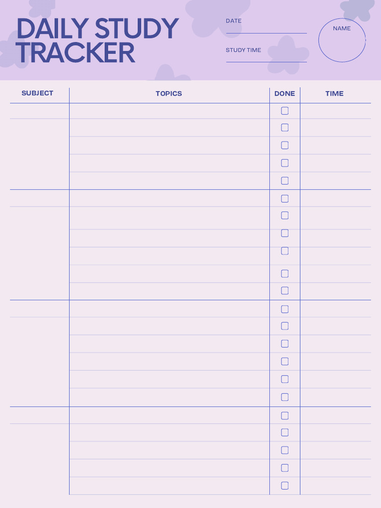 Purple Cute Playful Daily Study Planner | PDF