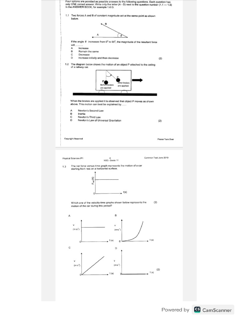 Physics (P1) (MCQS) (GR 11) | PDF