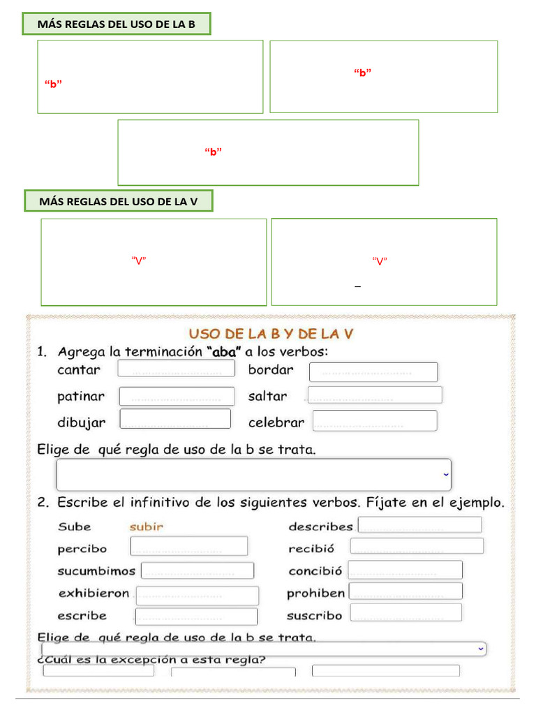 PRACTICA DE USOS DE B y V | PDF