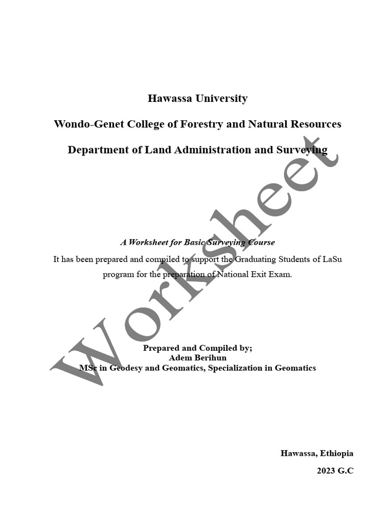 Basic Surveying (Worksheet) | PDF | Surveying | Geodesy