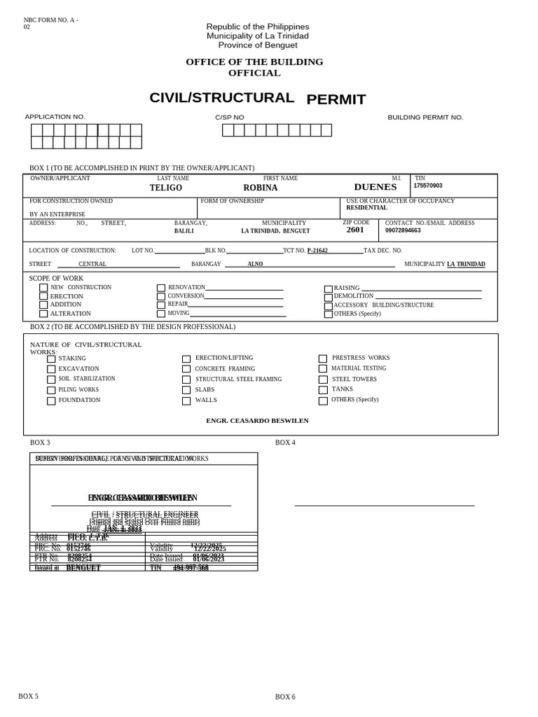 Civilstructural Permit | PDF | Civil Engineering | Structural Engineering