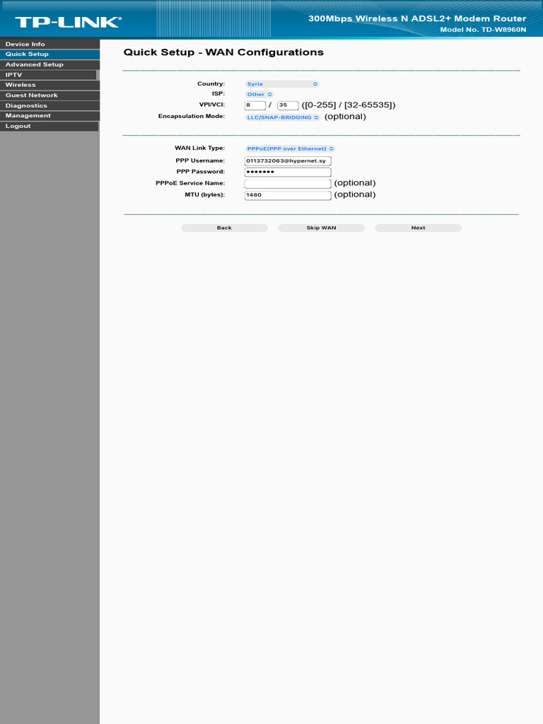300Mbps Wireless N ADSL2+ Modem Router TD-W8960N | PDF