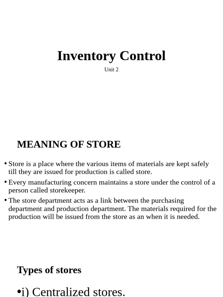 Unit 2 - Inventory Management | PDF | Lean Manufacturing | Inventory