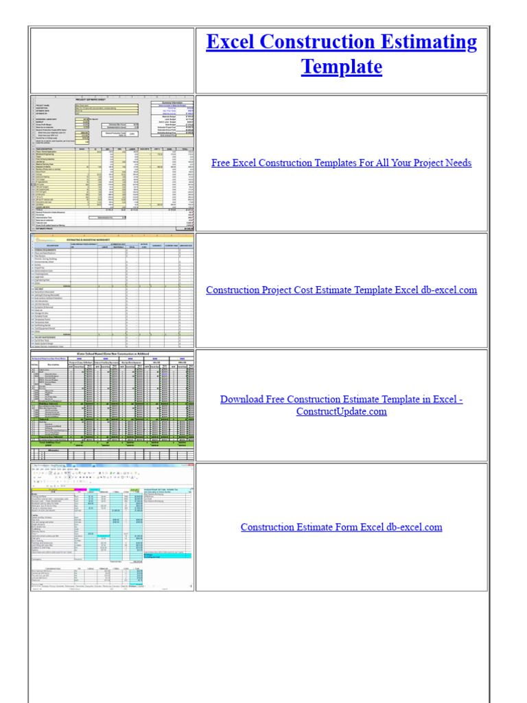 Excel Construction Estimating Template | PDF | Microsoft Excel | Application Software