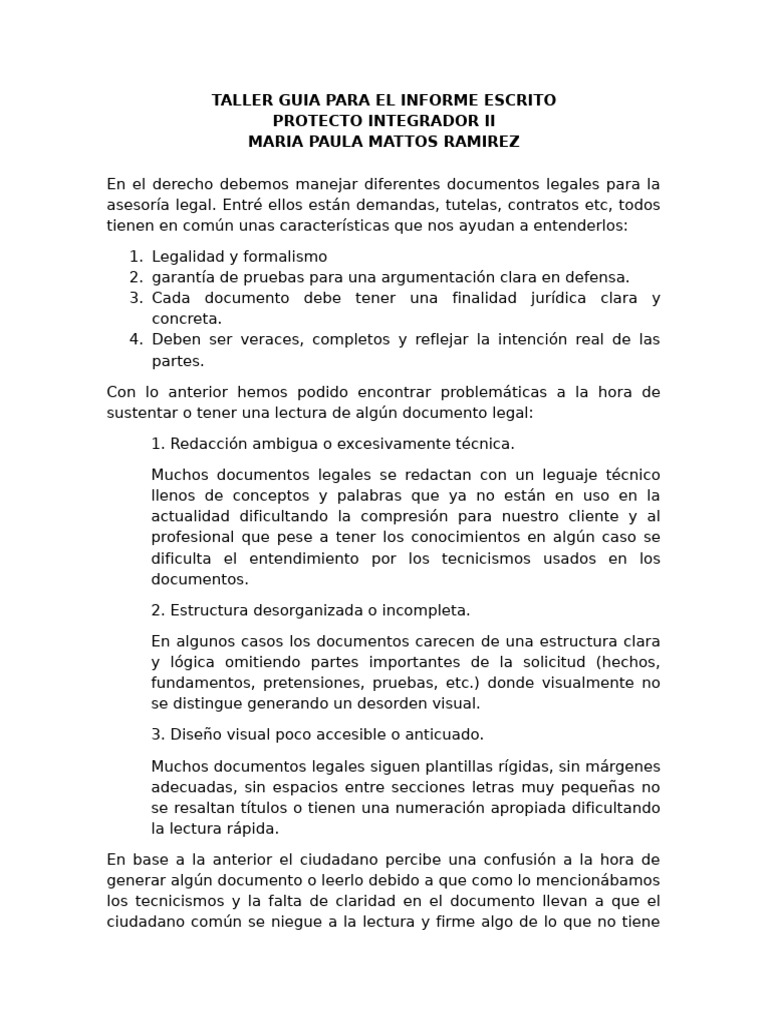 Taller Guia para El Informe Escrito | PDF | Justicia | Crimen y violencia